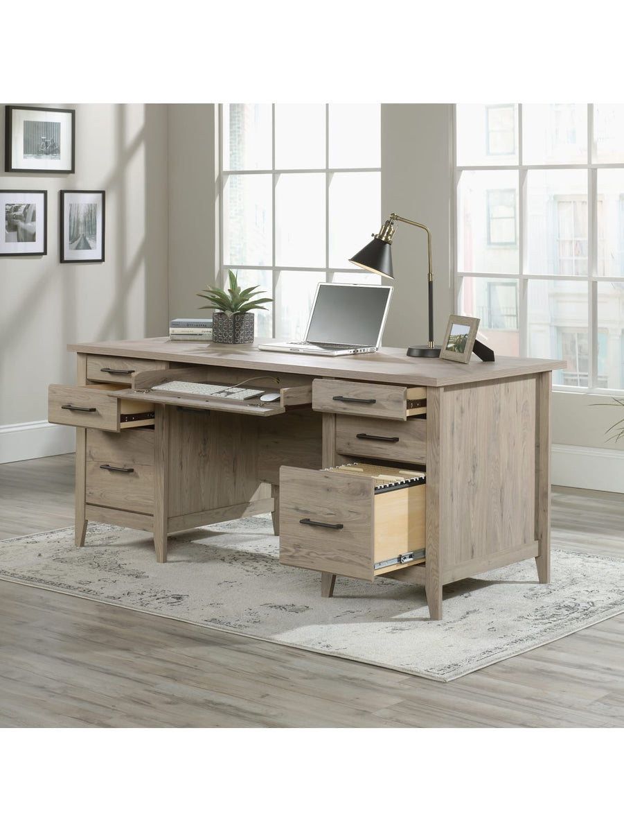 Sauder Outlet Summit Station 66"W Executive Desk, Laurel Oak – Office ...